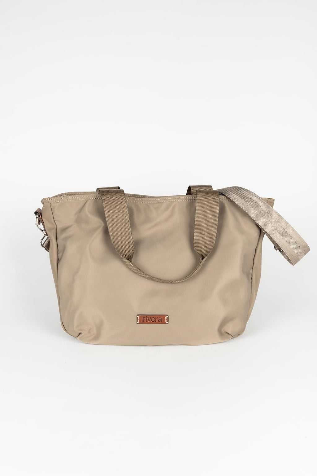 Lyra beige nylon bag with adjustable handle | Rivera