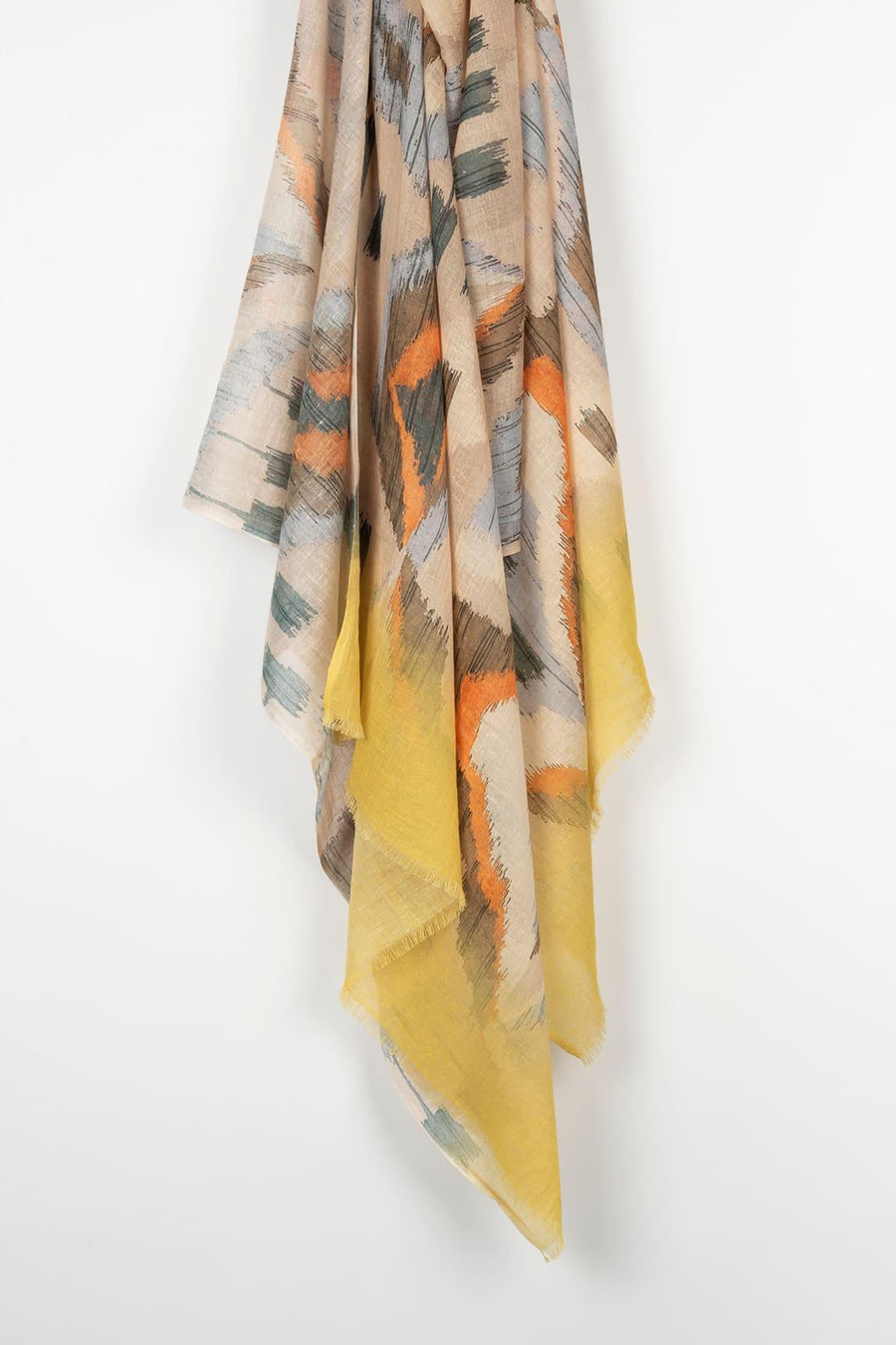 Arin women's scarf, mustard print, cotton, linen and modal – Rivera