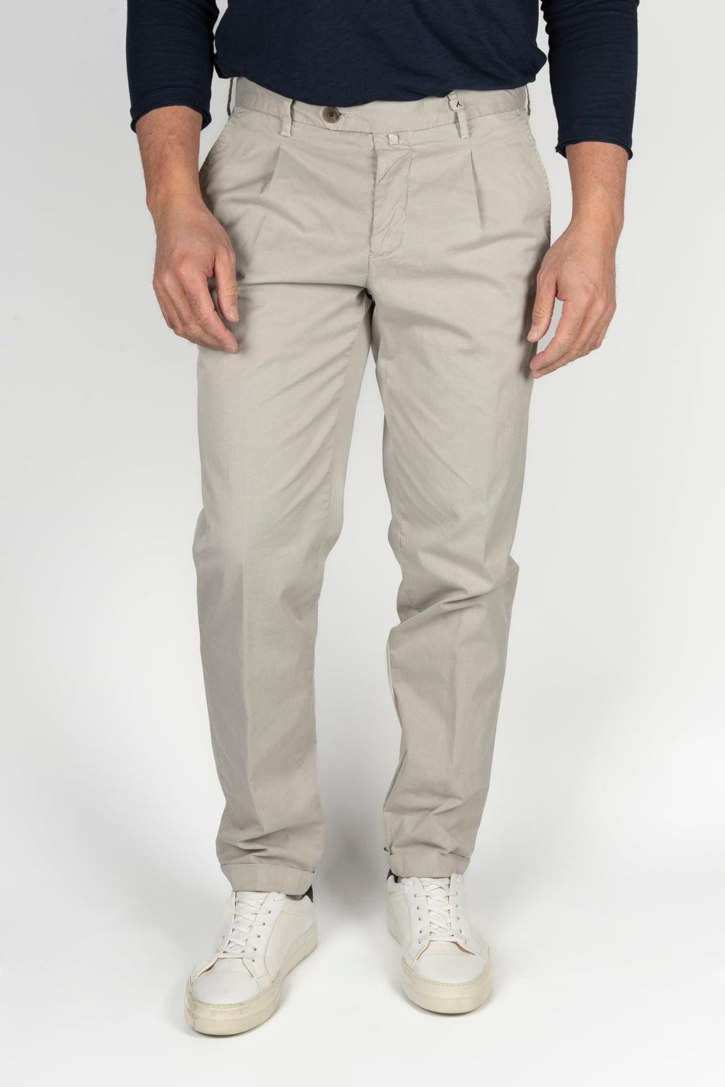 My Myths light gray cotton pants with pleats | Rivera