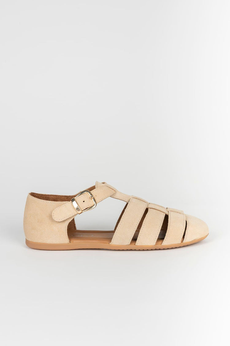 Sandalia Alhena vainilla plana con tiras y pulsera | Rivera