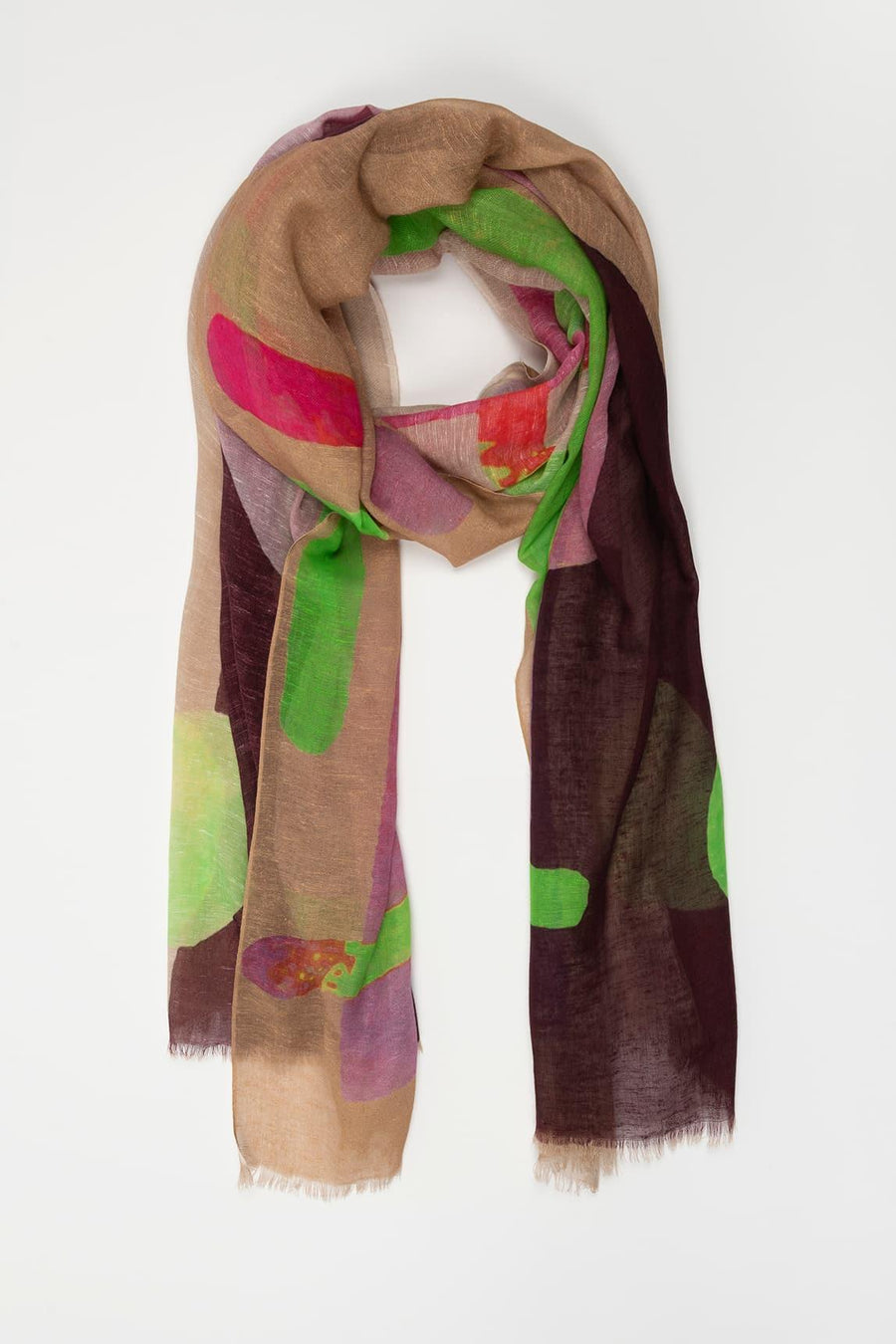 Women's Neraya Fuchsia and Multicolored Green Scarf | Rivera